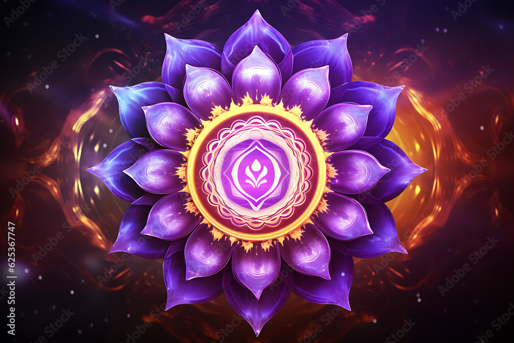 Solar plexus chakra symbol with yellow and purple color. The Lotus ...