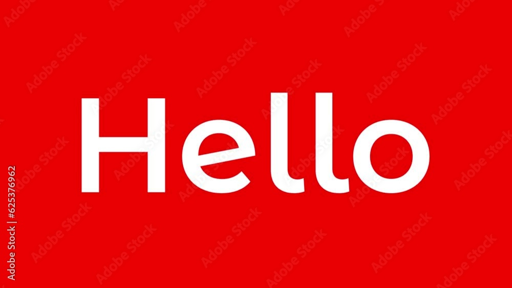Animated hello with spiral pop up text effect in red, green, and blue ...