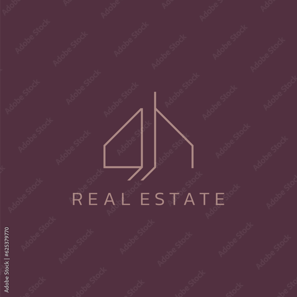 Letter logo d and h that resembles a house from lines. Suitable for ...