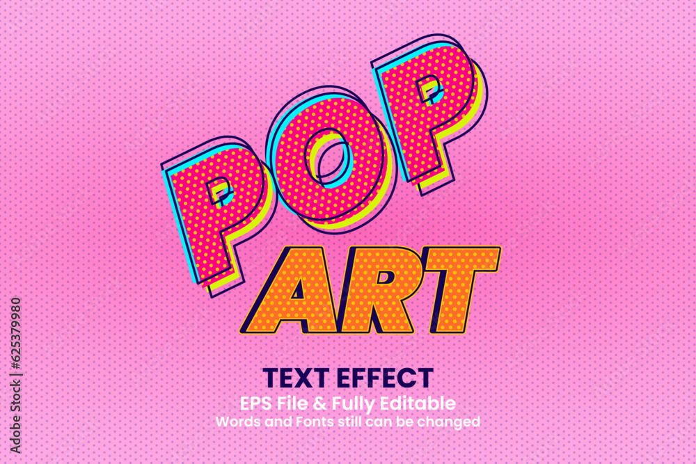 text effect pop art, vector text effect, text effect editable, pop art ...