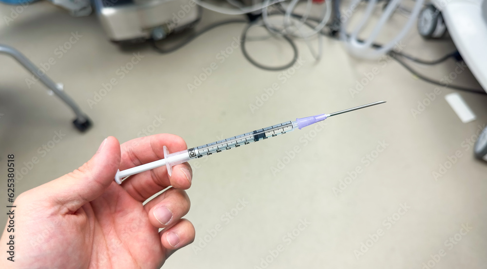 Powerful hospital drugs and syringes represent medical care, relief ...