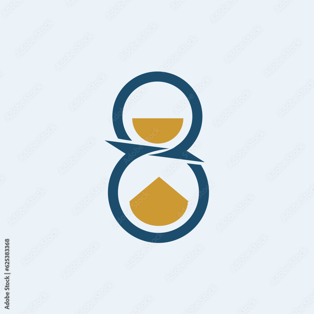 hourglass with number 8 and infinity symbol logo Stock Vector | Adobe Stock
