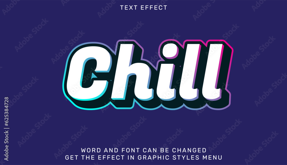Chill text effect template in 3d style. Text emblem for advertising ...