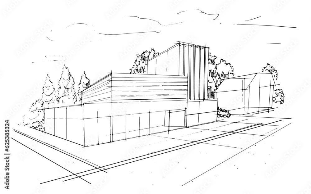 line drawings of exterior building,a line drawing Using interior ...