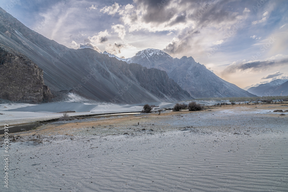 High altitude desert at Hunder, Ladakh India with a view of scenic ...