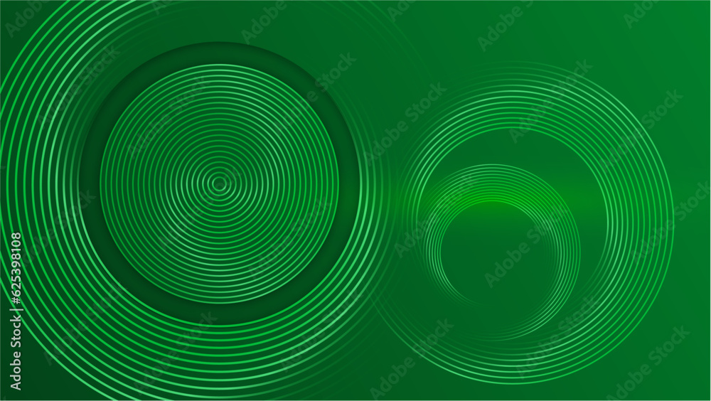 Abstract Luxury Glowing Lines Curved Overlapping On Green Background