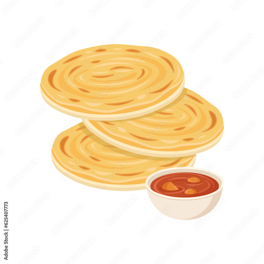 Roti canai (roti cane) or roti parotta, an Indian flatbread ...