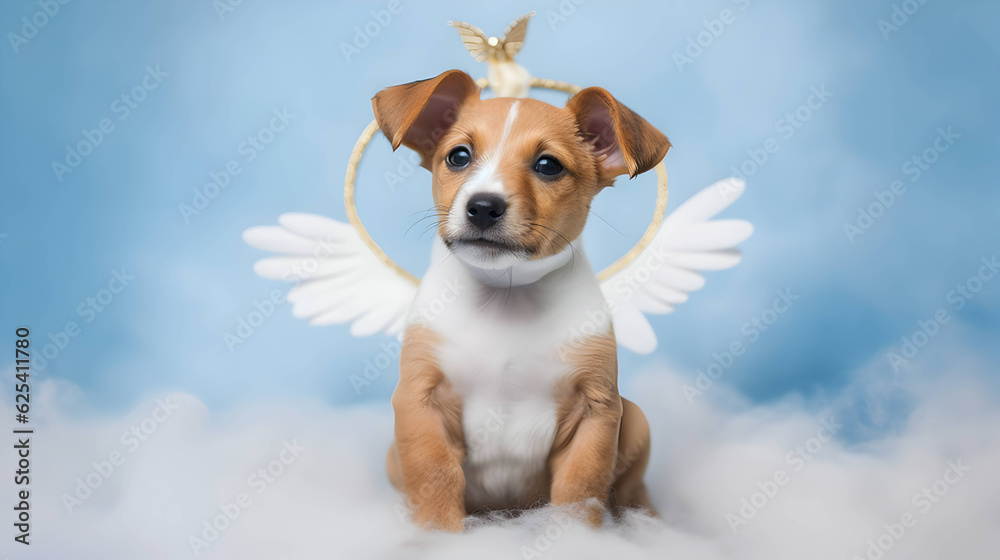 adorable light brown Jack Russell Terrier puppy adorned with feather ...