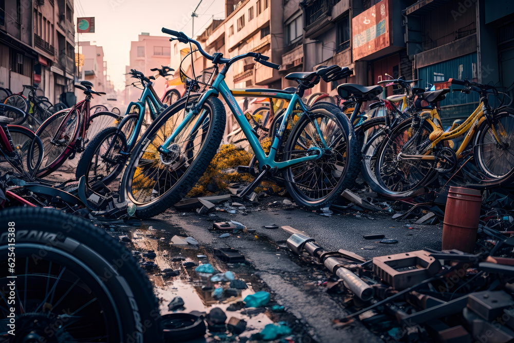 china bike graveyard, Chinas Bike Sharing Disaster, generative ai Stock ...
