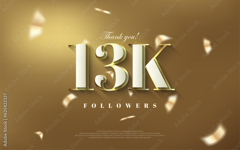 Thank you 13k followers background, shiny luxury gold design. Stock ...