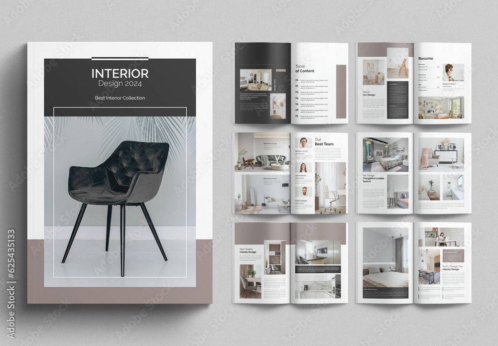 Interior Design Brochure Layout Stock Template | Adobe Stock