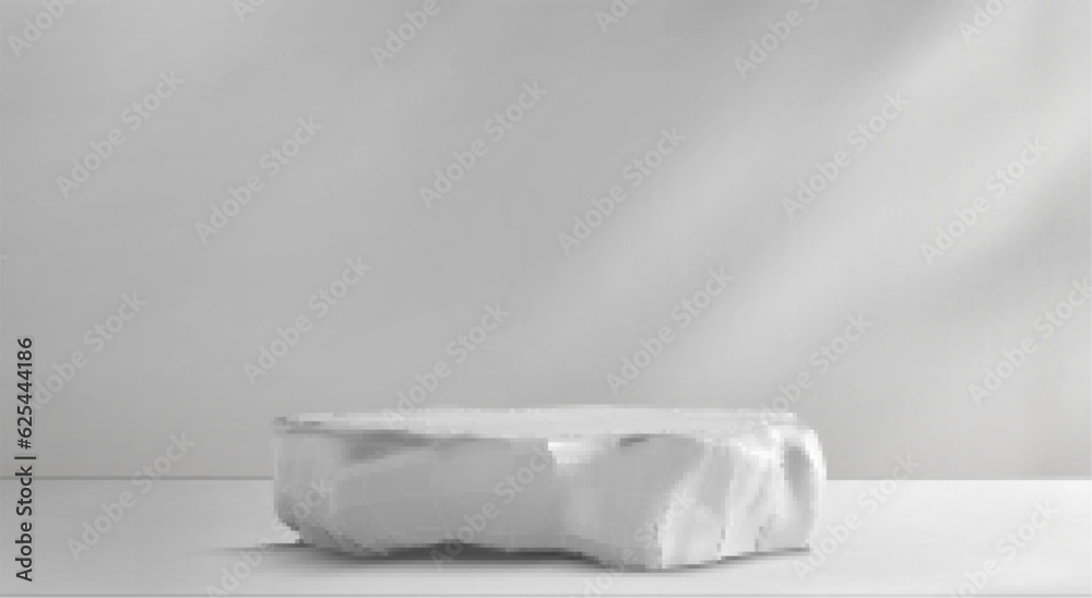 Realistic rough stone platform on white wall background. Vector ...