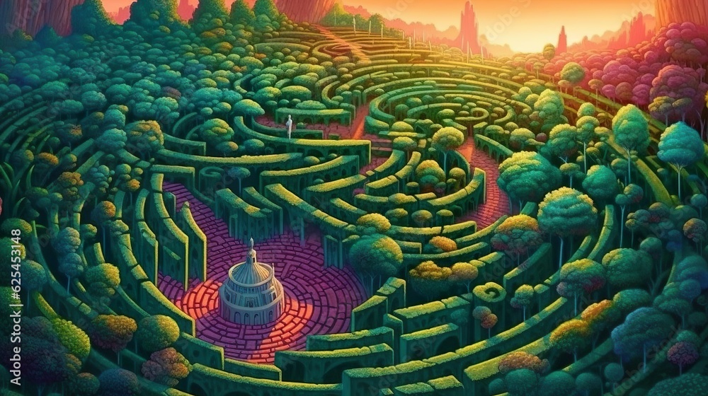 Abstract background labyrinths. An immersive illustration in a banner ...