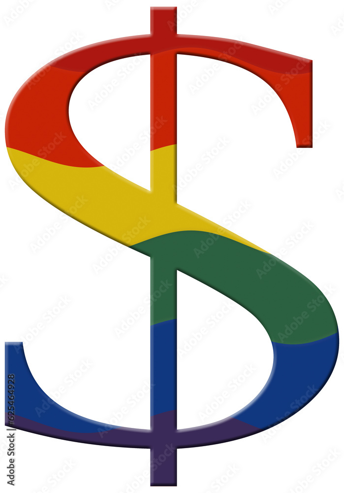 Digital Illustration Dollar currency symbol overlayed with the colours ...