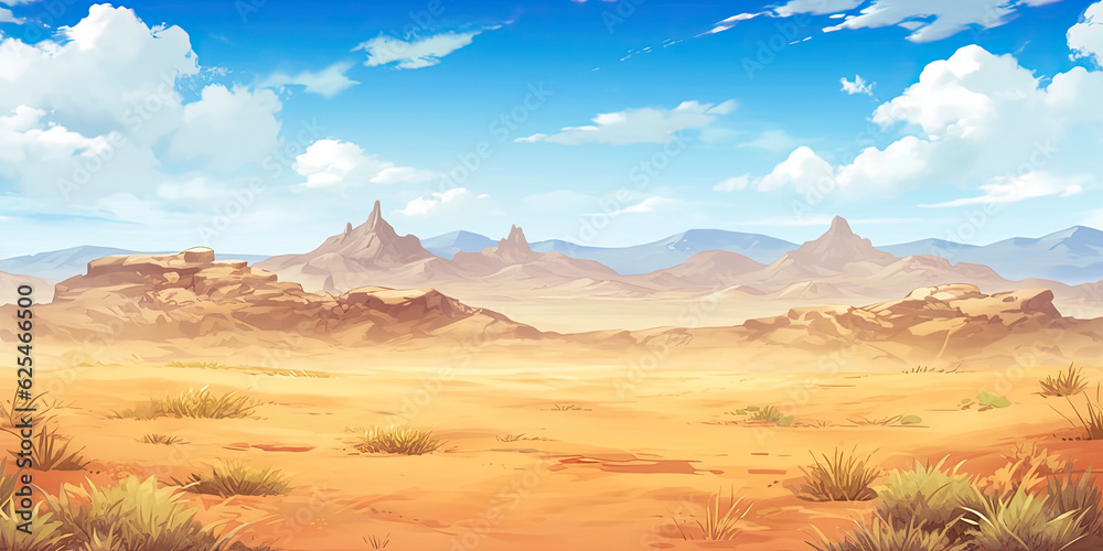 Anime sand dunes desert background backdrop illustration, sands blue ...
