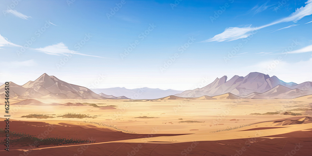 Anime sand dunes desert background backdrop illustration, sands blue ...