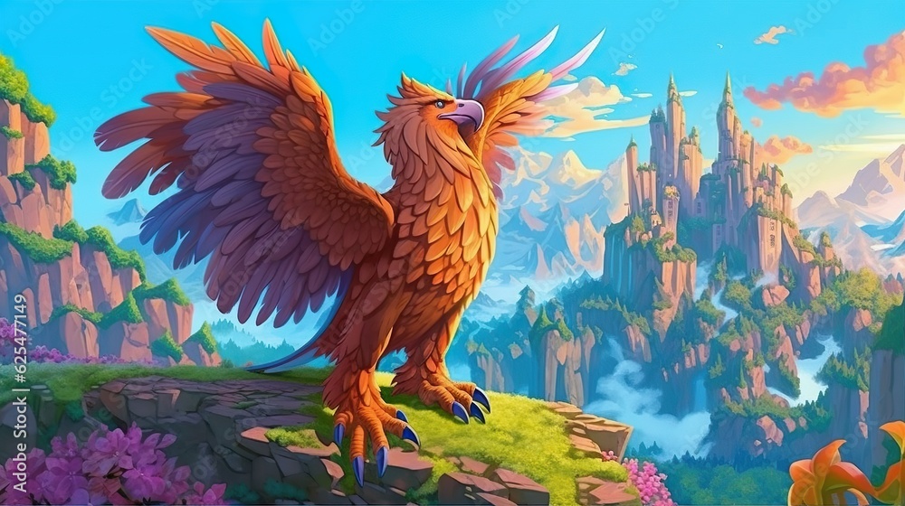 Abstract background griffin. The mythical griffin comes to life in an ...