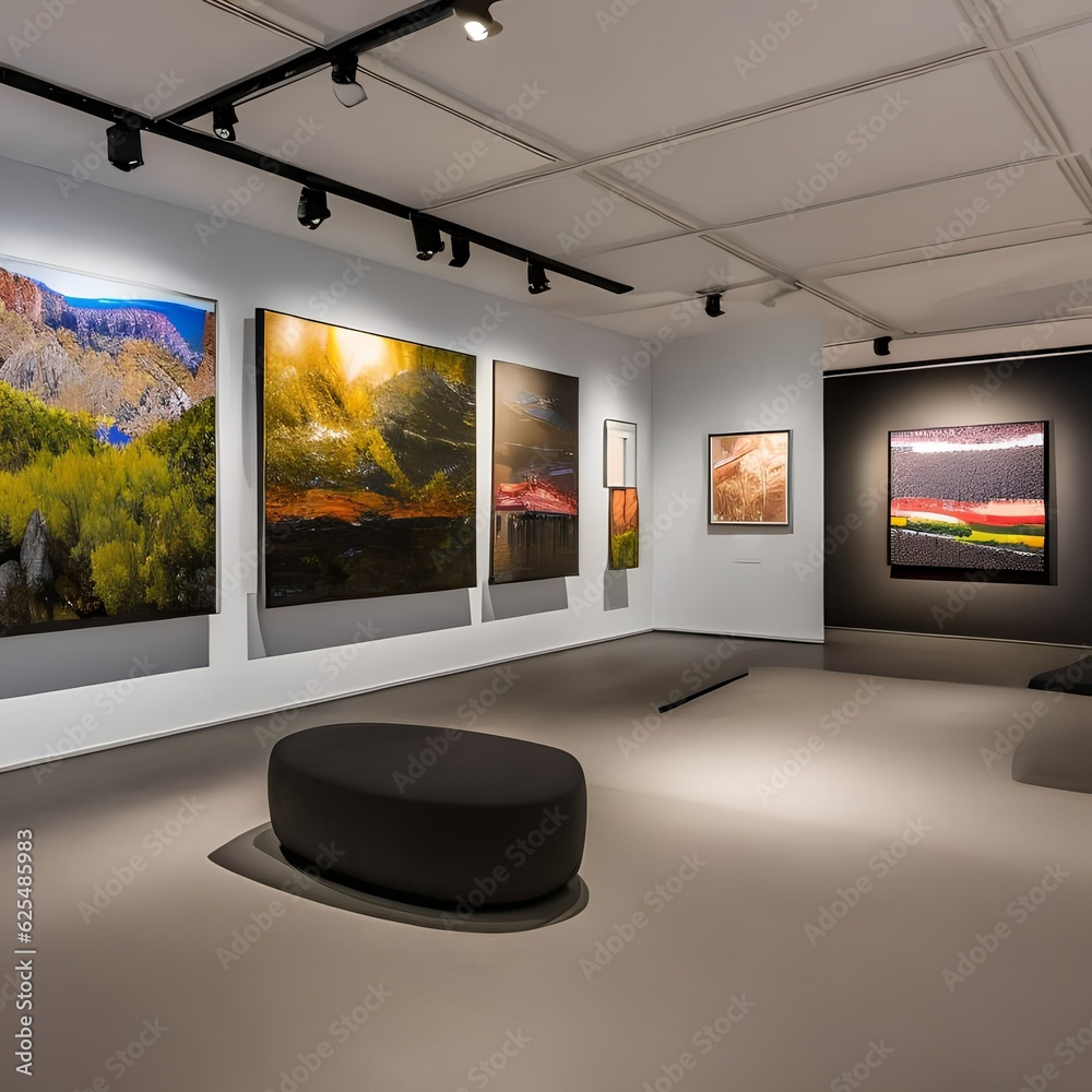 276 A modern art gallery with interactive digital installations ...