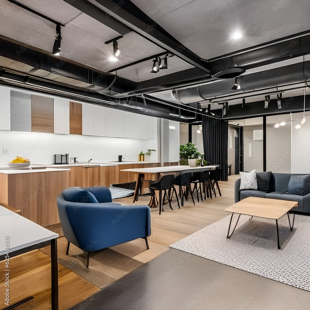 328 A modern co-living space with shared common areas, flexible living ...