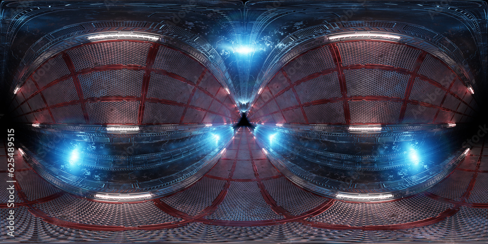 Futuristic Hdri interior with blue pink neon lights. 360 degree ...