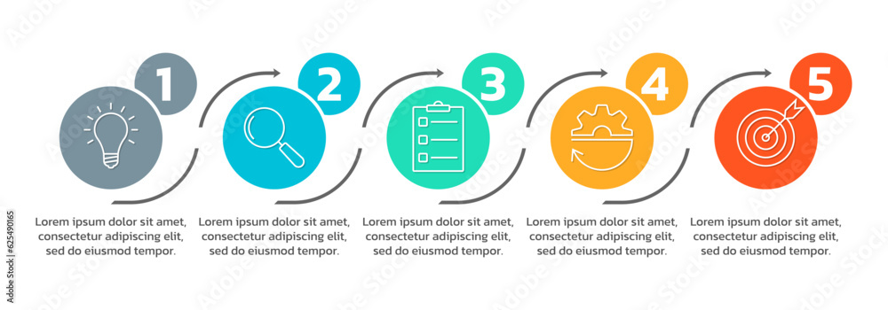 5 step infographic template. Process diagram, business presentation ...