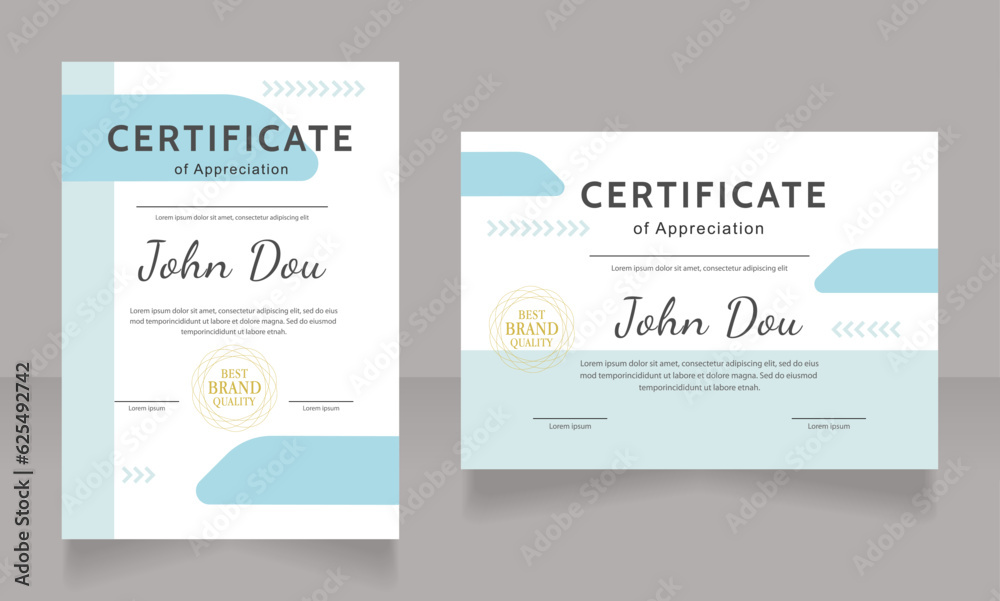 Appreciation certificate design template set. Vector diploma with ...
