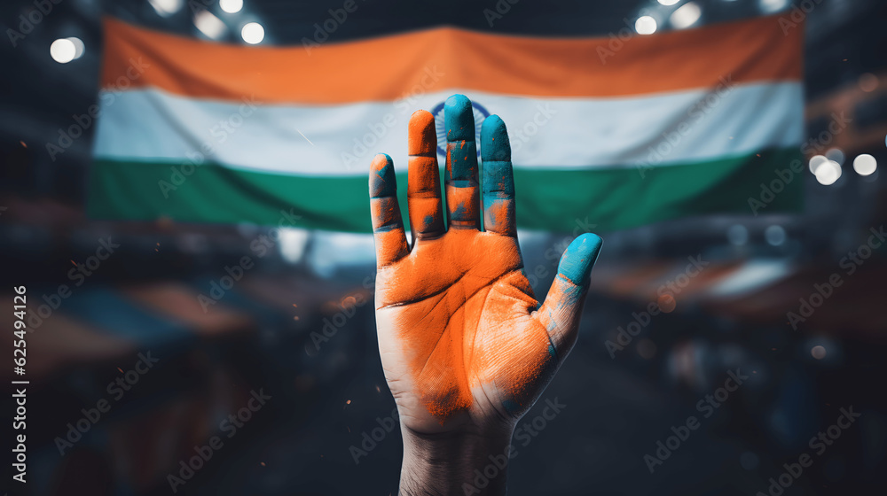 Hand with Tricolor background is Indian flag - AI-Generated Stock Photo ...