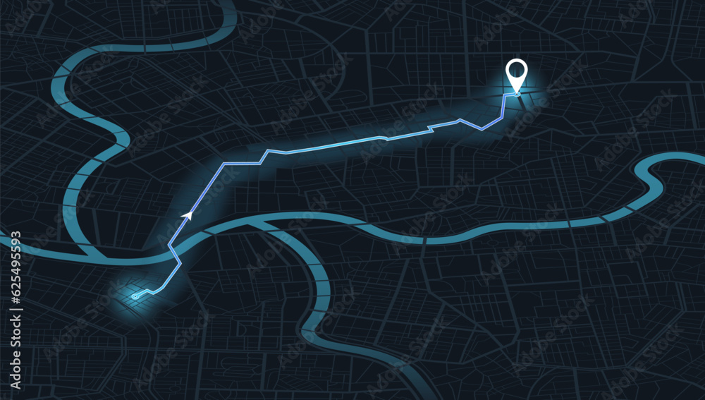 Navigate mapping technology dashboard GPS tracking map, showing ...
