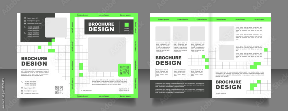 Futuristic business solutions bifold brochure template design ...