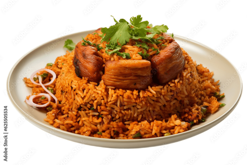 An illustration of Jollof rice on a white background, Generative Ai ...