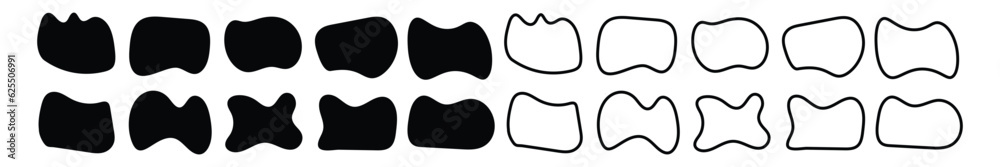 Abstract fluid blob shapes vector set. Liquid black blotch shapes ...