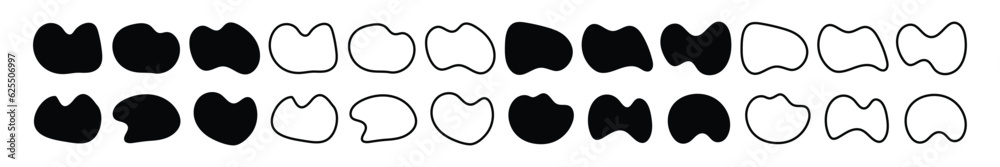 Abstract fluid blob shapes vector set. Collection line forms for design ...