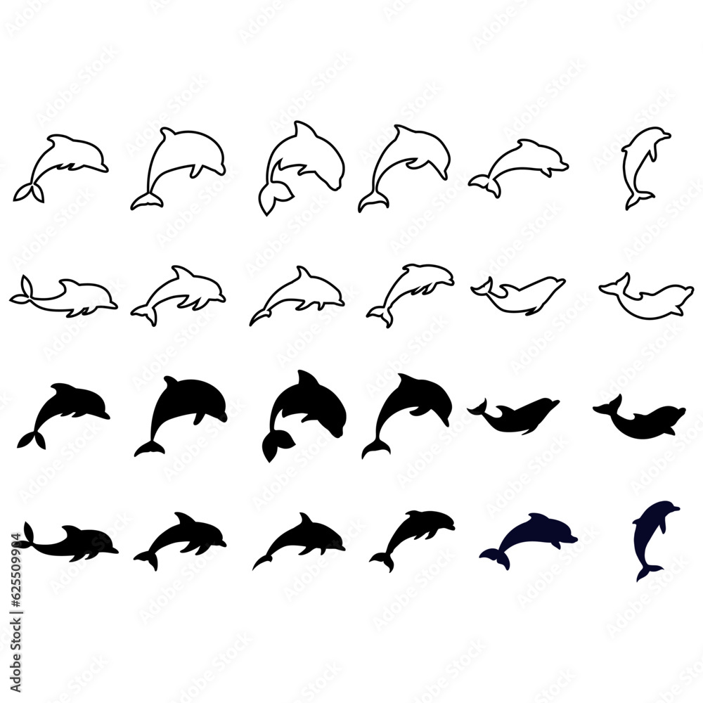 Dolphin icon vector set. Fish illustration sign collection. killer ...