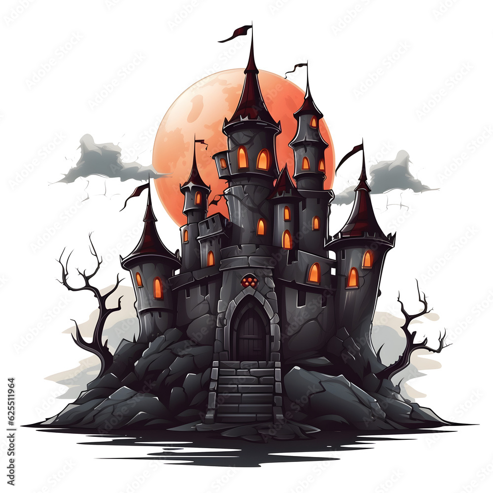 haunted castle clipart, transparent background Stock Illustration ...