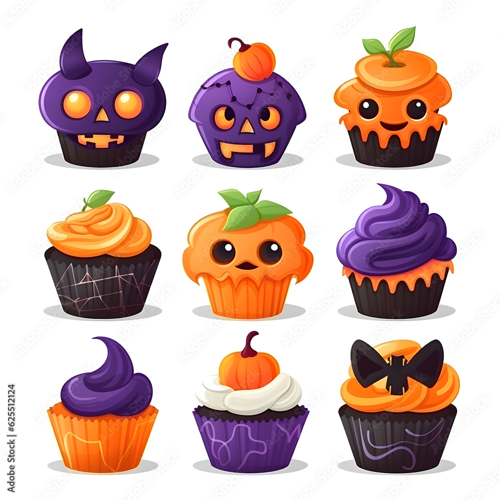 halloween cupcakes clipart, transparent background Stock Illustration ...