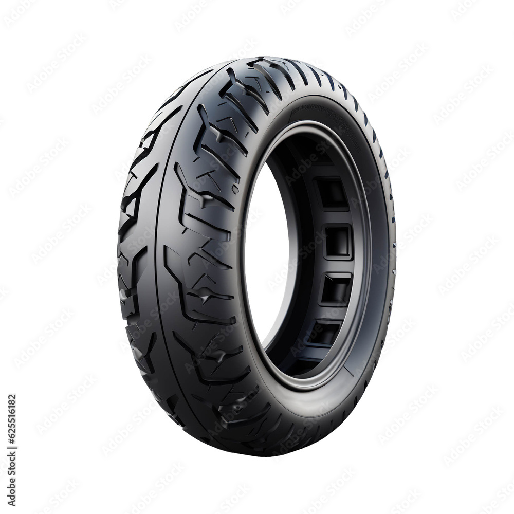 one single 3d motorcycle tire on transparent background. Generative AI ...