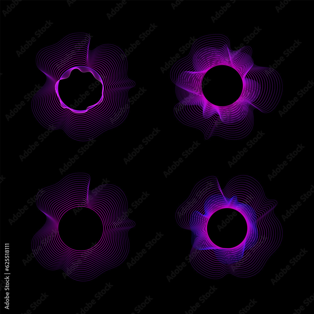 Circle of sound waves. Neon round music sound wave for equalizer ...