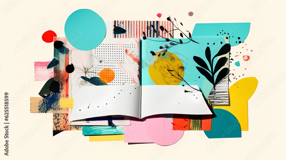 Art style collage featuring the concept of journaling. The therapeutic ...