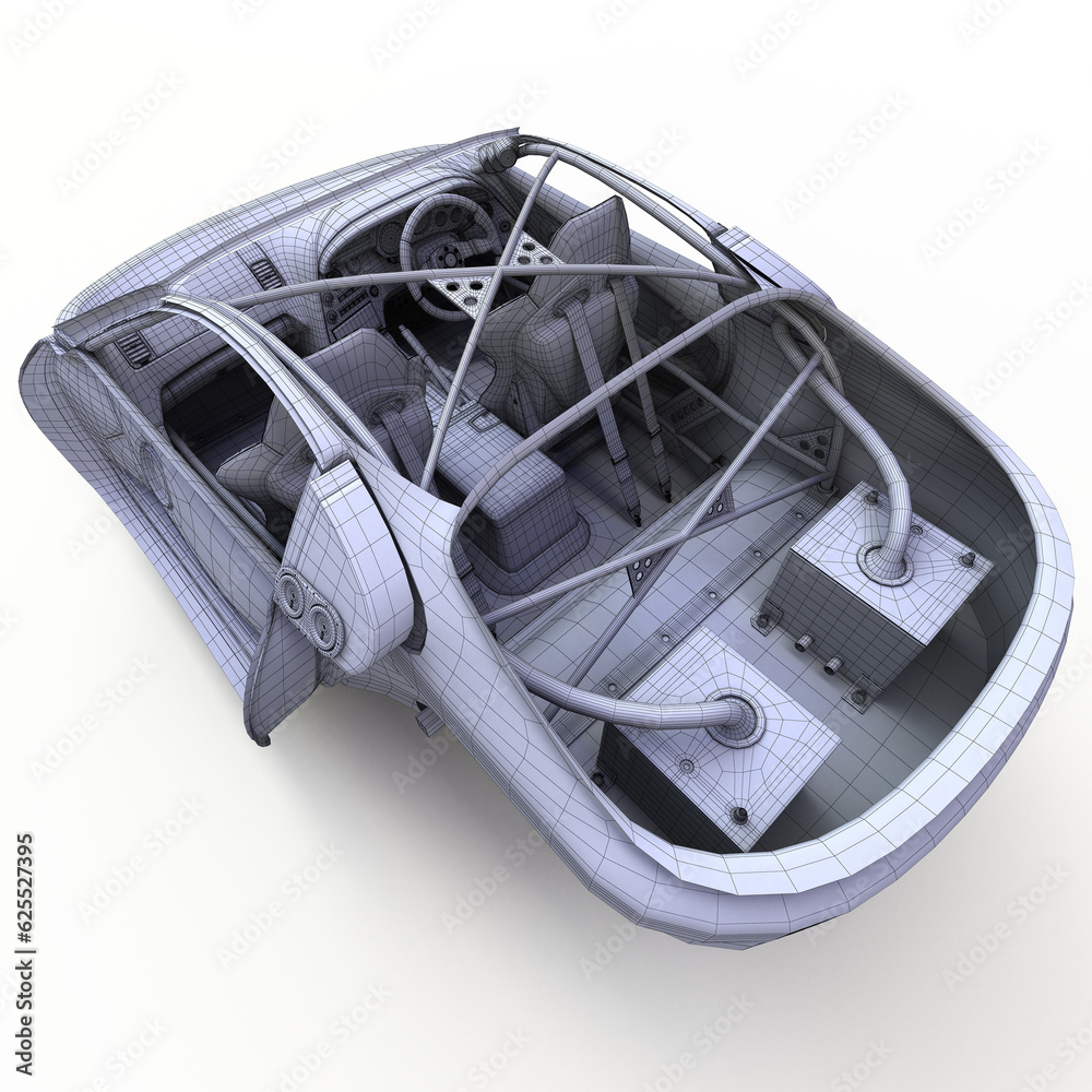 3D model of the interior of a coupe car with a sporty interior layout ...