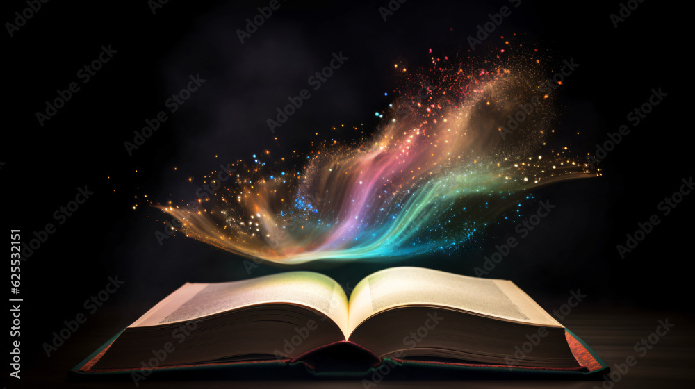 Magic coming out of a opened book Stock Illustration | Adobe Stock