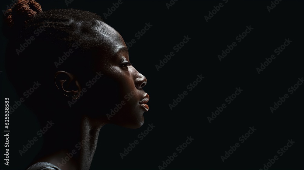 Black History Month, Side view of Black woman, Generative ai Stock ...
