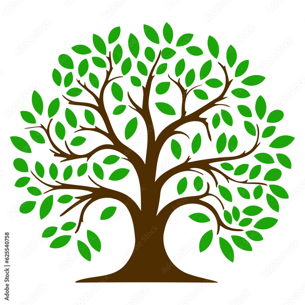Tree with green leaves, tree of life, isolated on white background ...