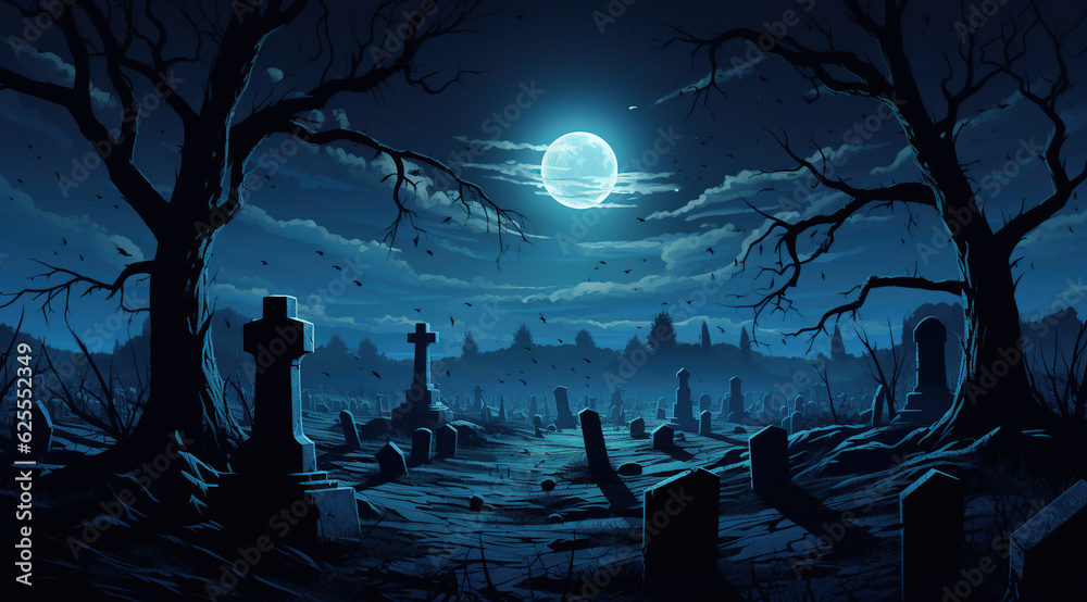 halloween background with old cemetery gravestones spooky Generative AI ...