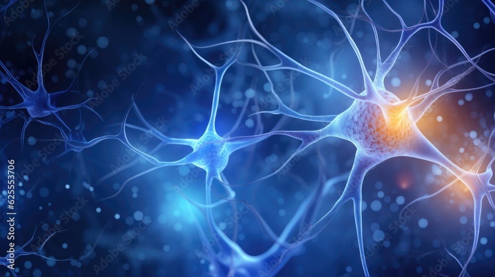 Background with neurons and synapse stuctures showing human brain cells ...