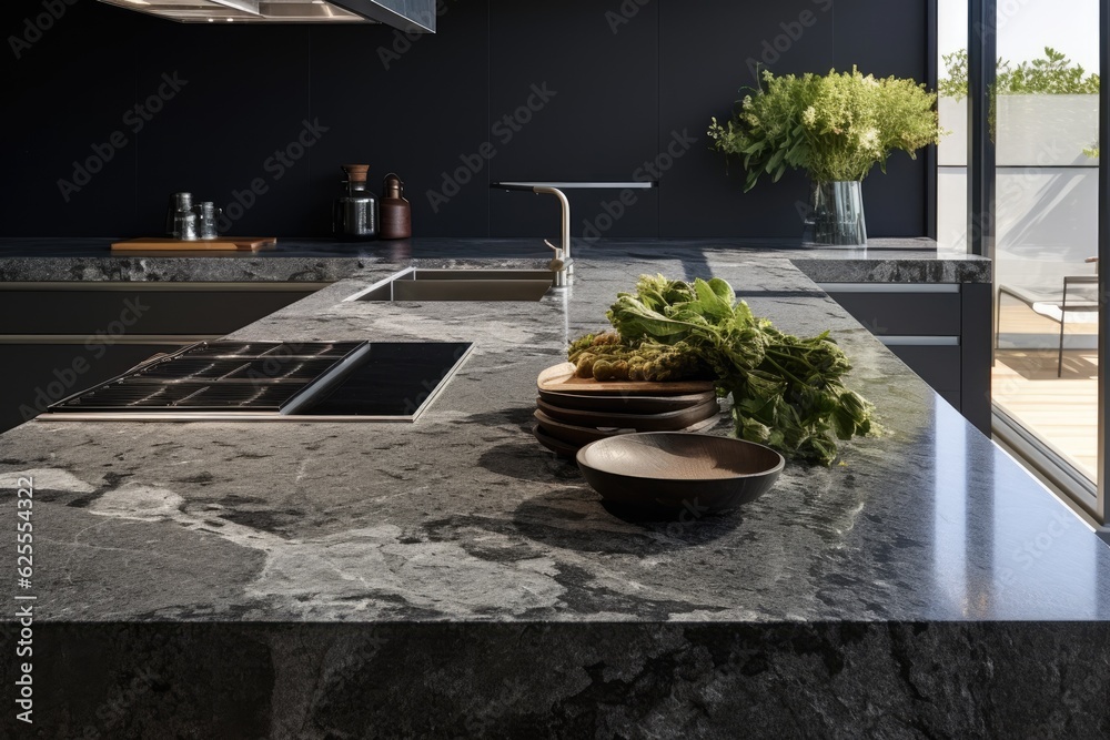 Contemporary kitchen design in Australia featuring a stone countertop ...