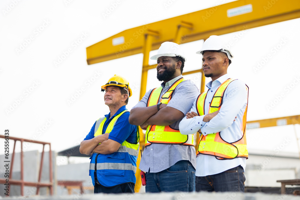 Unity and teamwork concept. Professional Mechanical Engineer team ...