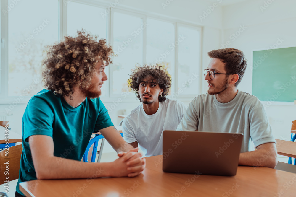 Group students including one African-American, sit together in a ...
