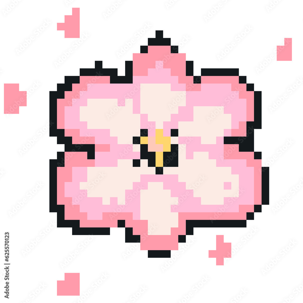 Cherry blossom sakura Pixel art hand drawn illustration Stock Illustration | Adobe Stock