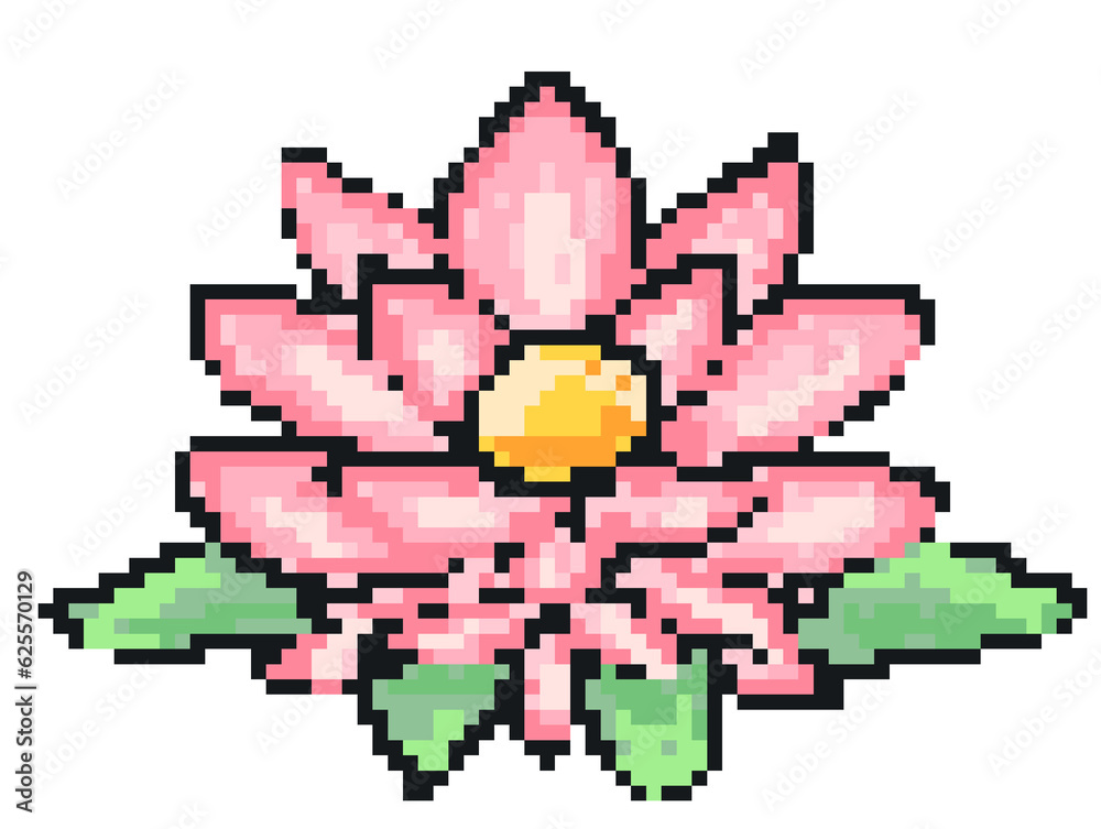 Lotus Pixel art hand drawn illustration Stock Illustration | Adobe Stock