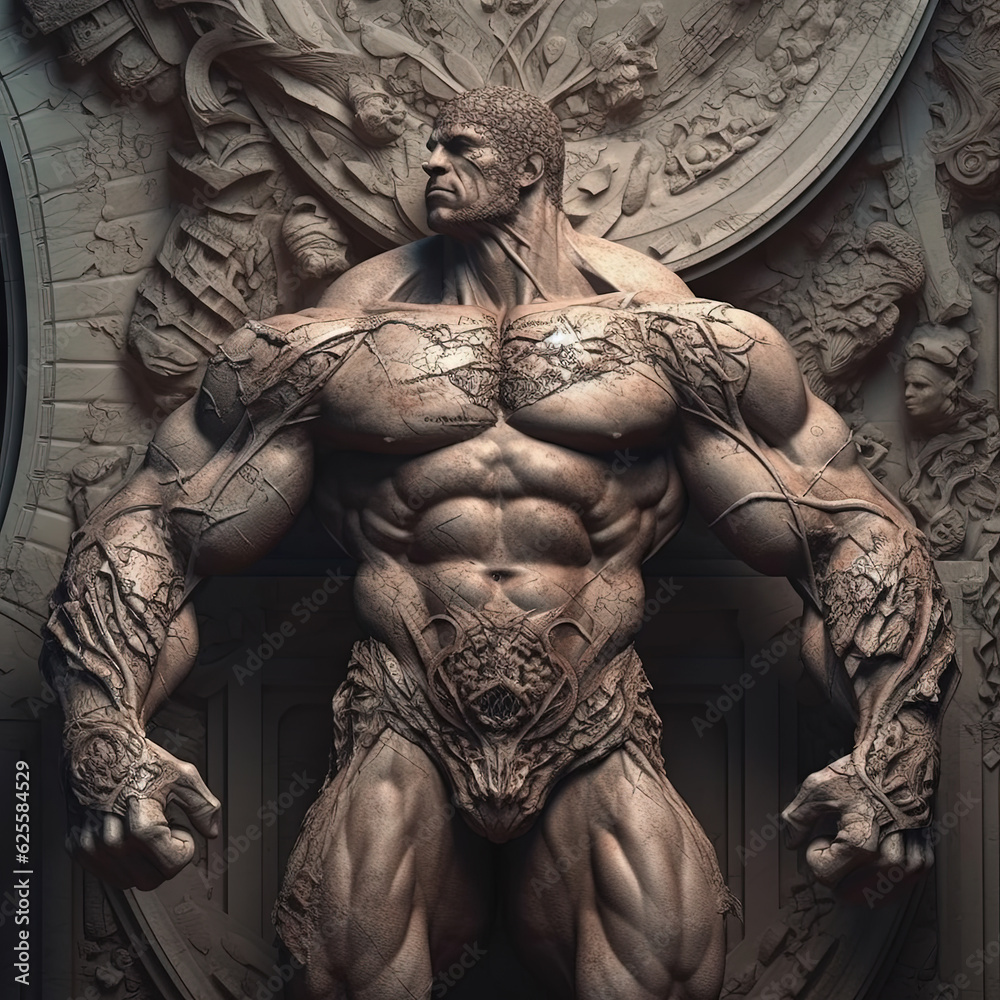 Extreme bodybuilder showing his muscles. Huge athlete demonstrating ...